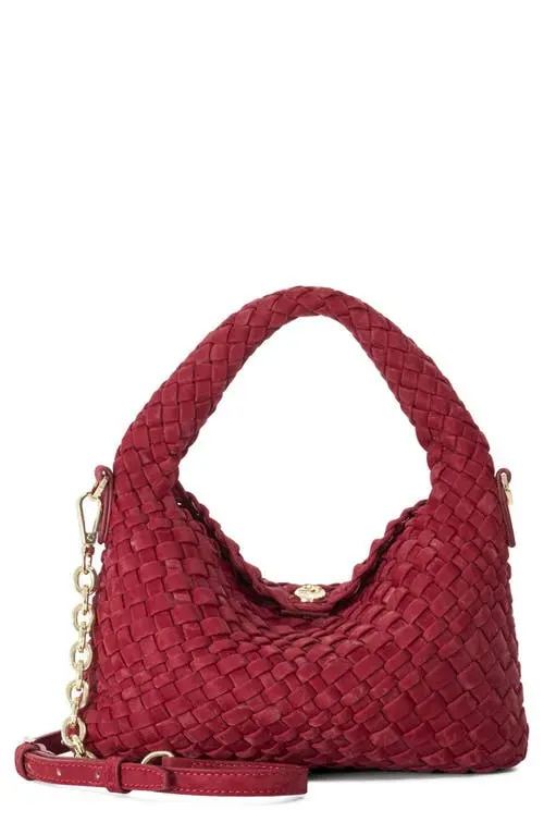 Dune London Dinkydeliberate Woven Faux Leather Mini Crossbody Bag - Berry