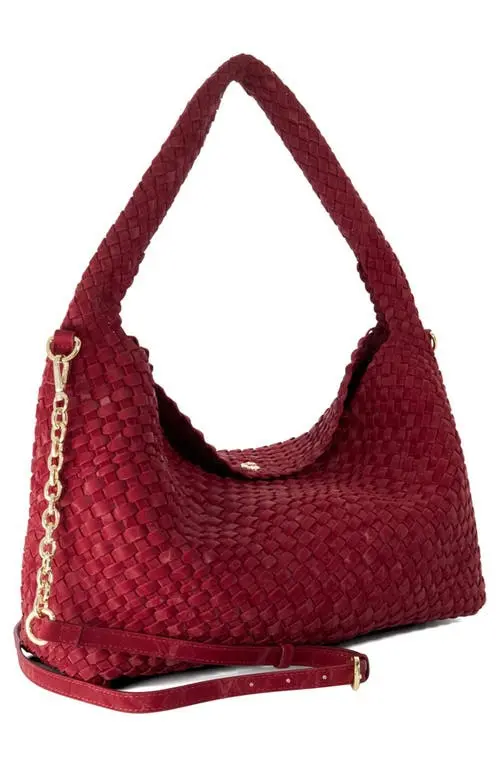 Dune London Deliberate Woven Hobo Bag - Berry