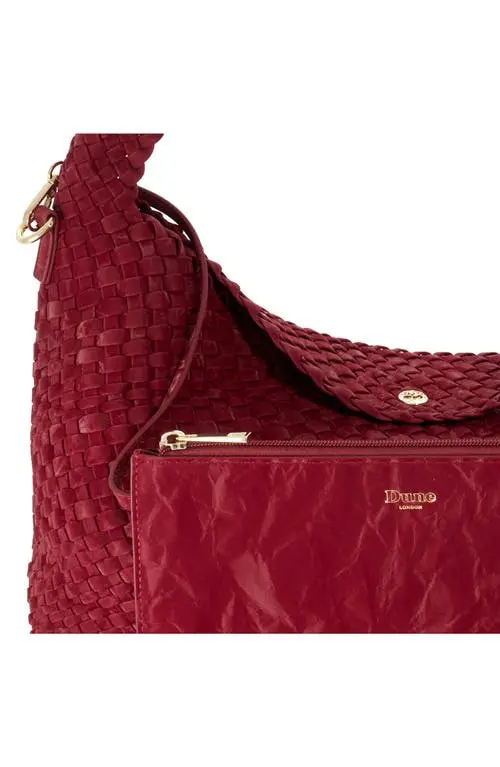 Dune London Deliberate Woven Hobo Bag - Berry