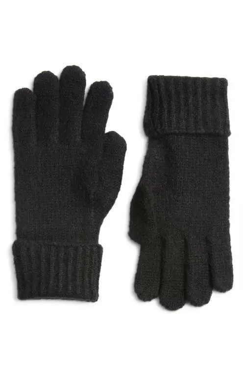 Treasure & Bond Ribbed Cuff Knitted Gloves - Black