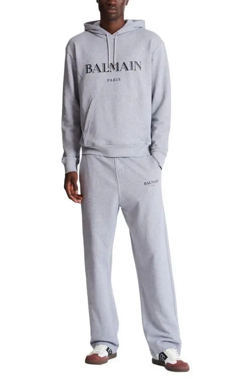 Balmain Printed Hoodie - Grey