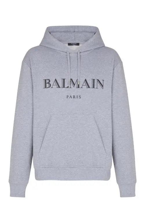 Balmain Printed Hoodie - Grey