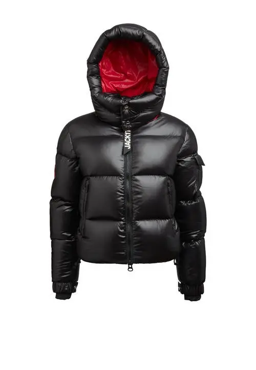 JACK1T High Collar Puffer Jacket - Black/pink
