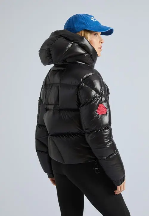JACK1T High Collar Puffer Jacket - Black/pink