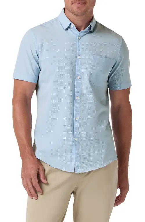 Mizzen+main Leeward Short Sleeve Performance Button-up Shirt - Cloud Blue Tonal Micro Dot