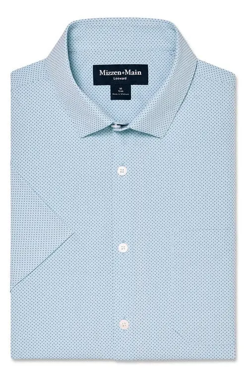 Mizzen+main Leeward Short Sleeve Performance Button-up Shirt - Cloud Blue Tonal Micro Dot