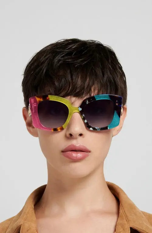 Kurt Geiger 52mm Square Sunglasses - Pink Multic/dark Grey Sf