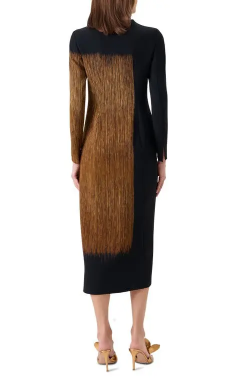Akris Oro Lienzo Long Sleeve Midi Dress