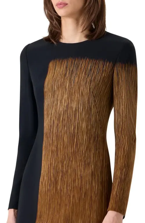Akris Oro Lienzo Long Sleeve Midi Dress