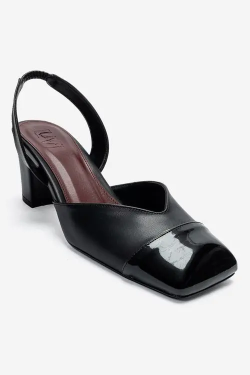PROLOGUE SHOES Maruelle Block Heel Slingback Pump - Black