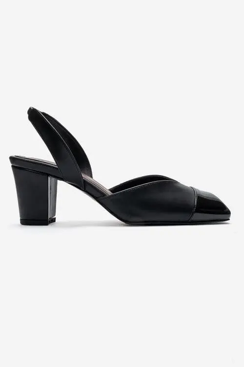PROLOGUE SHOES Maruelle Block Heel Slingback Pump - Black