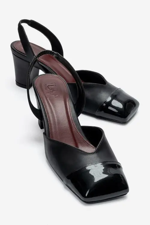 PROLOGUE SHOES Maruelle Block Heel Slingback Pump - Black