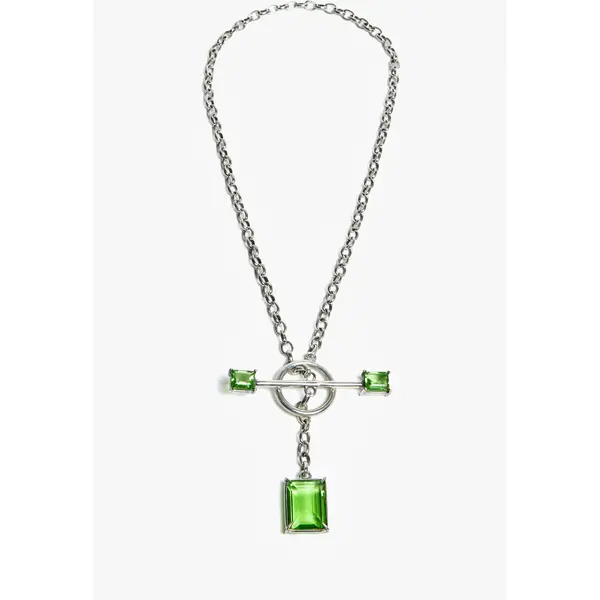 VESPER OBSCURA Gem Drop Toggle Necklace - Silver