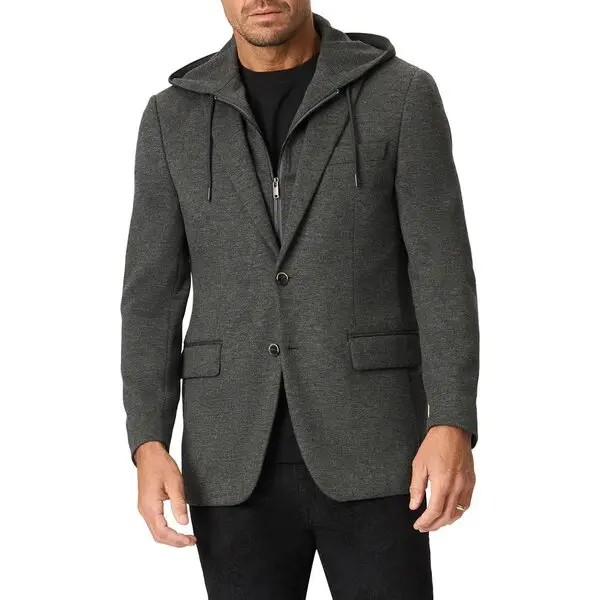 Robert Graham Voyager Knit Sport Coat With Removable Hooded Bib - Grey