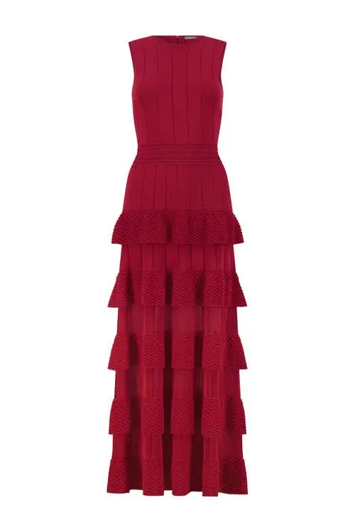 Lela Rose Bobble Knit Piper Dress - Oxblood