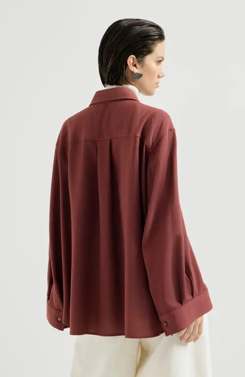 Brunello Cucinelli Virgin Wool Fluid Twill Cropped Shirt