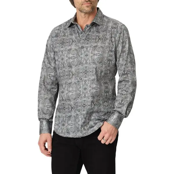 Robert Graham Eastlake Long Sleeve Stretch Cotton Shirt - Charcoal