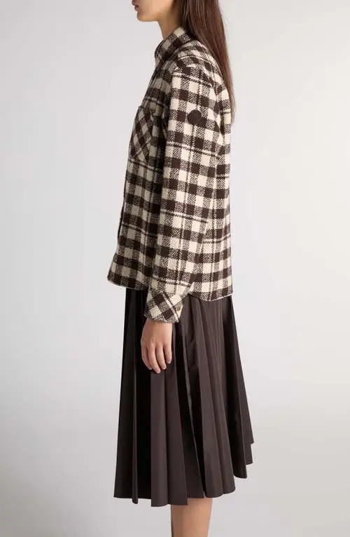 Moncler Check Wool Blend Shirt Jacket