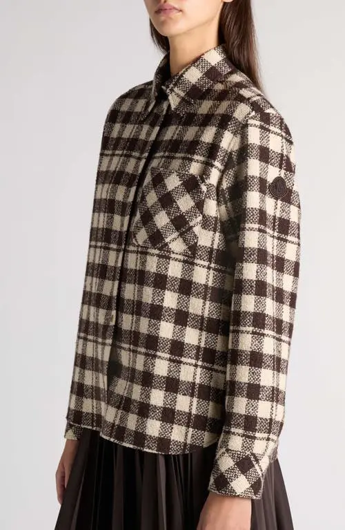 Moncler Check Wool Blend Shirt Jacket