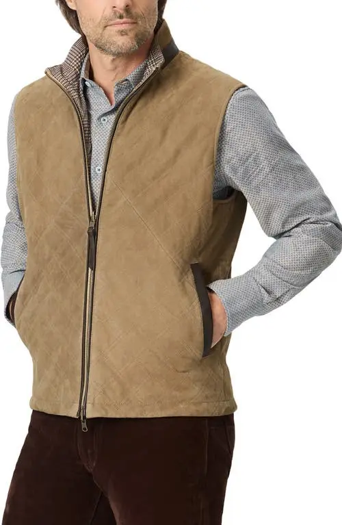 Robert Graham Cauthorne Quilted Leather Vest - Tan