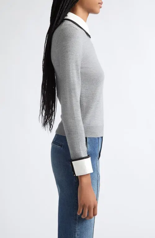 Alice + Olivia Porla Double Collar Wool Blend Sweater
