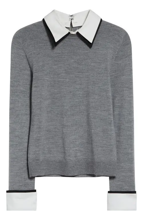 Alice + Olivia Porla Double Collar Wool Blend Sweater
