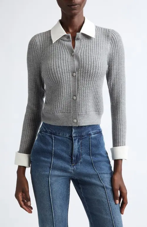 Alice + Olivia Porla Double Collar Wool Blend Sweater - Medium Heather Grey