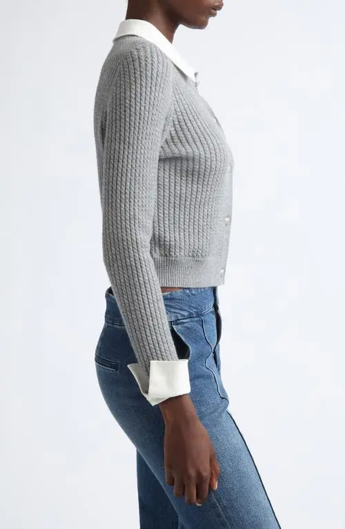 Alice + Olivia Porla Double Collar Wool Blend Sweater - Medium Heather Grey