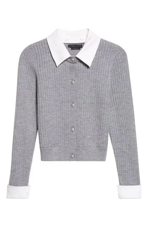 Alice + Olivia Porla Double Collar Wool Blend Sweater - Medium Heather Grey