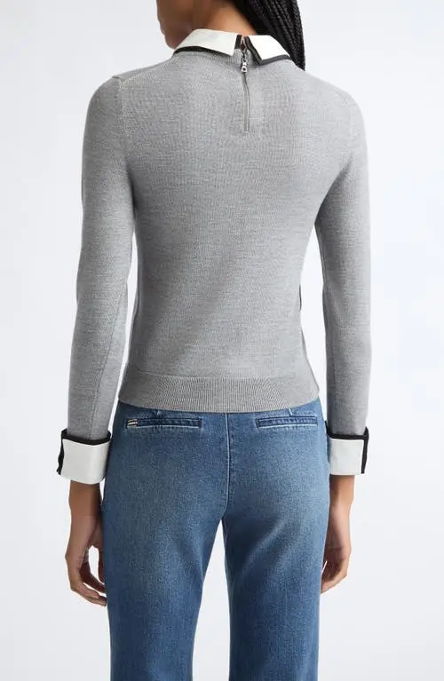 Alice + Olivia Porla Double Collar Wool Blend Sweater - Medium Heather Grey