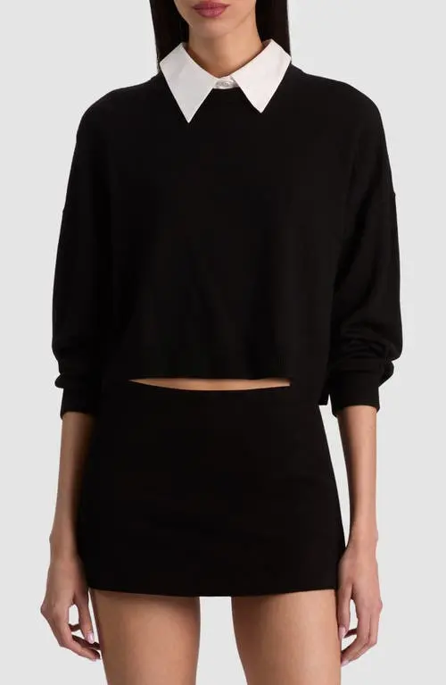 Alice + Olivia Rhett Wool Sweater With Detachable Collar - Black