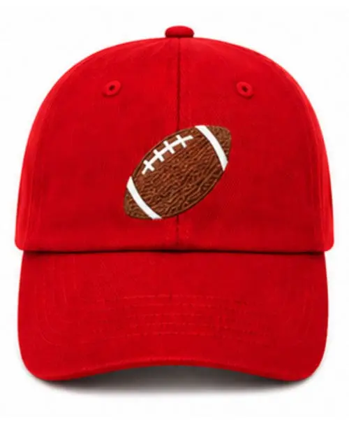 BITS & BOWS Embroidered Football Cap - Red