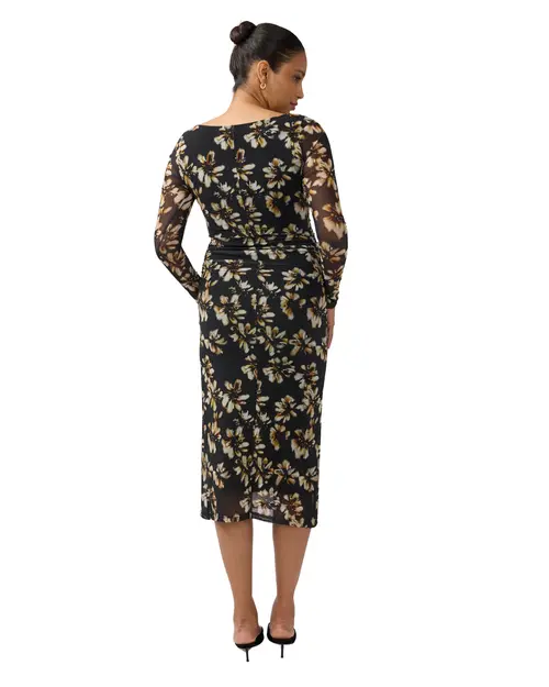 Ingrid & Isabel® Long Sleeve Ruched Mesh Maternity Midi Dress