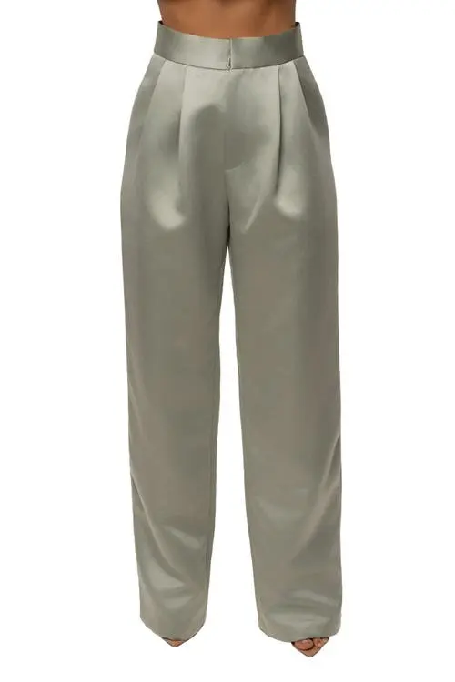 JLUXLABEL City Nights Satin Trouser - Sage