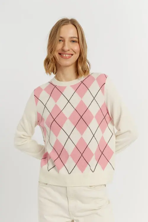 Chinti & Parker Wool-cashmere Diamond Sweater - Salmon