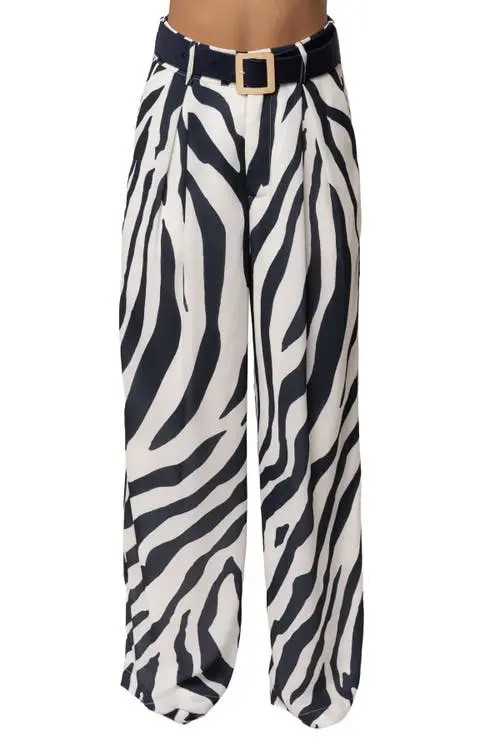 JLUXLABEL Soft Pleated Trouser - Navy Zebra