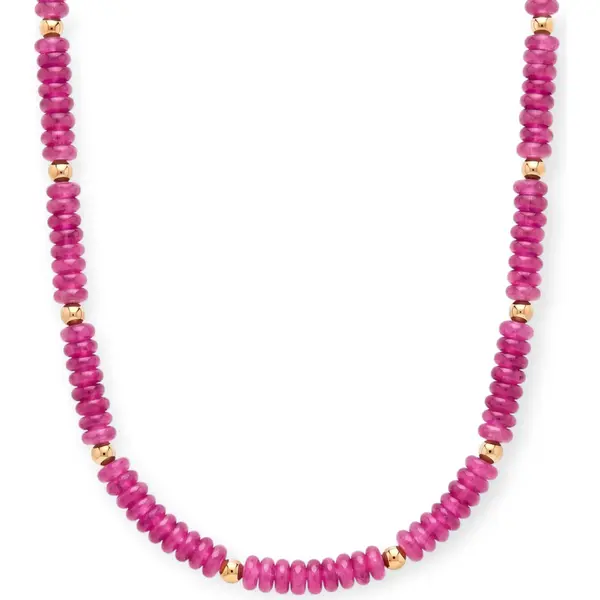 CUFFED BY NANO Fuchsia And 14k Gold Filled Beaded Necklace