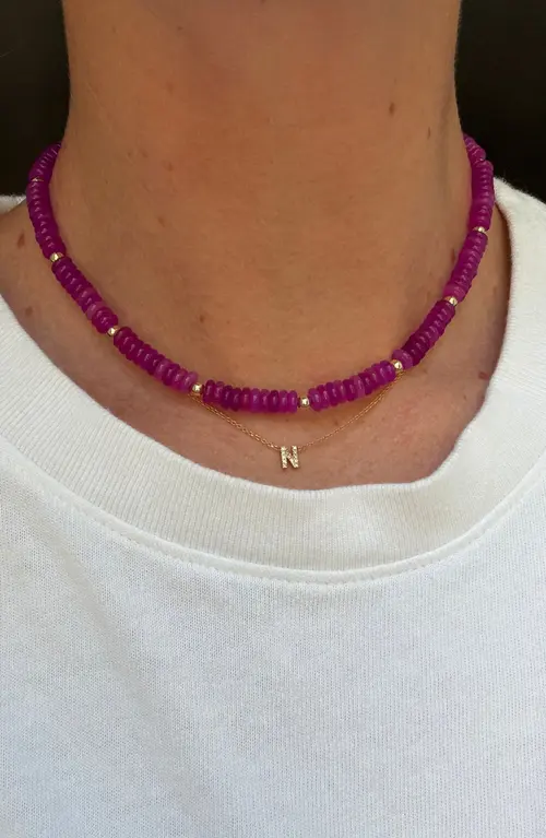 CUFFED BY NANO Fuchsia And 14k Gold Filled Beaded Necklace