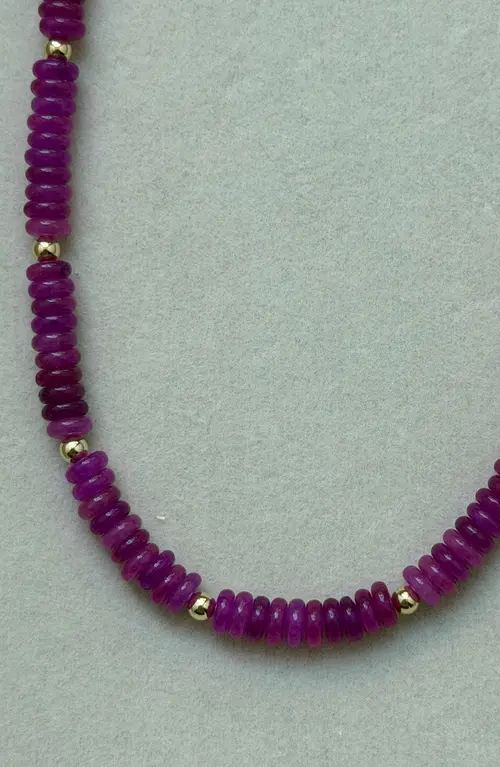 CUFFED BY NANO Fuchsia And 14k Gold Filled Beaded Necklace