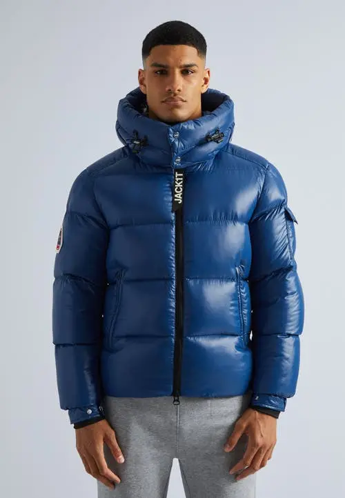 JACK1T Hooded Down Puffer Jacket - Blue Moon/black