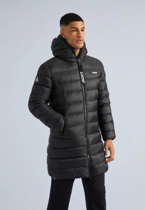 JACK1T Longline Quilted Hooded Puffer Coat