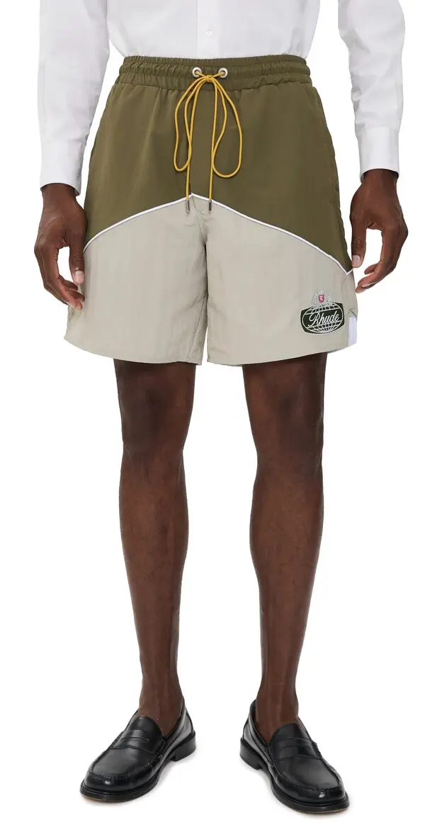 Rhude Desert Racing Track Shorts - Olive/grey