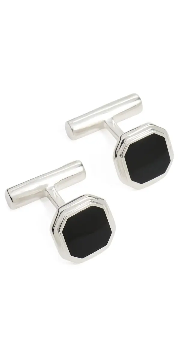 Shinola Onyx Octagonal Inlay Cufflinks - Sterling Silver