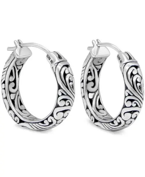DEVATA 25mm Filigree Hoop Earrings