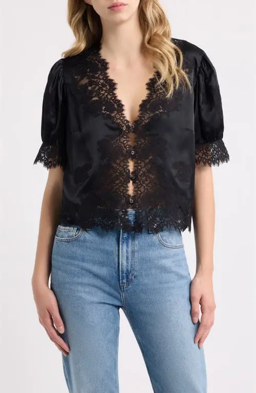 DÔEN Idella Lace Silk Top - Black