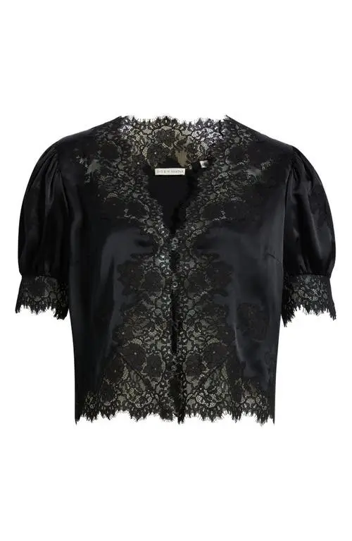 DÔEN Idella Lace Silk Top - Black