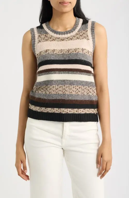 CITY BLUES Multi Stripe Sweater Vest - Natural Multi