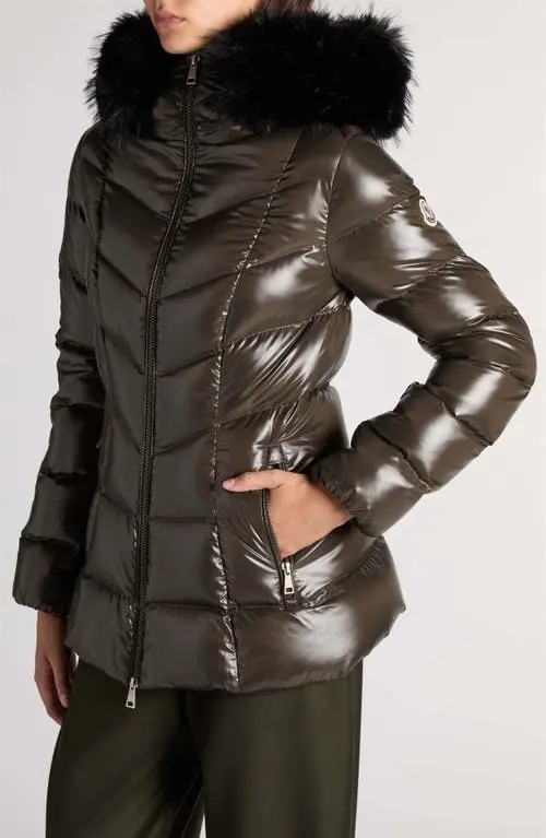 Moncler Fulmar Down Puffer Jacket With Faux Fur Trim