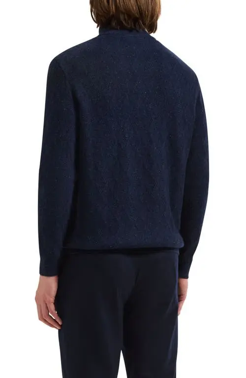 Bugatchi Wool & Cashmere Blend Quarter Zip Sweater - Navy