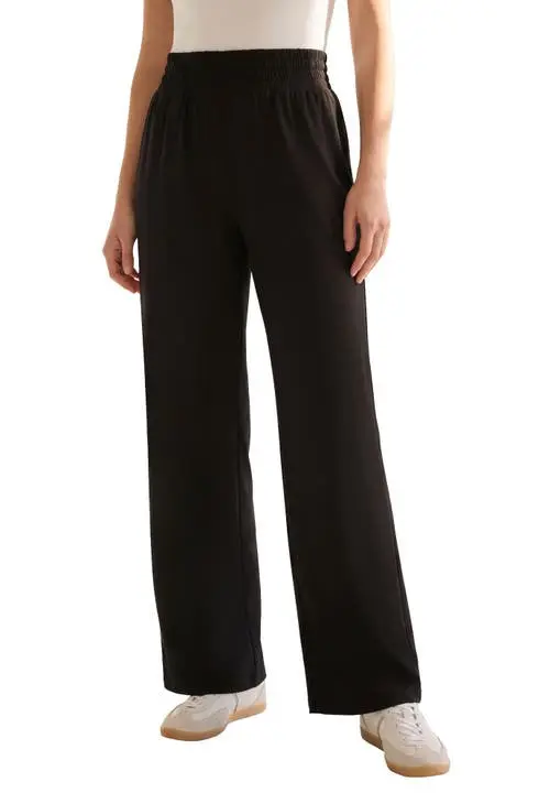Roaman's Side Pocket Wide Leg Pull On Pant - Black